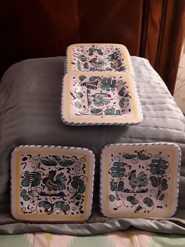 SET OF 5 MARIO SAMBUCO DERUTA 6 1/4" SQUARE ROOSTER PLATES | eBay