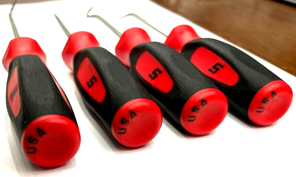 SNAP ON TOOLS USA RED Mini Soft Grip INSTINCT Awl Hook Pick Set ...
