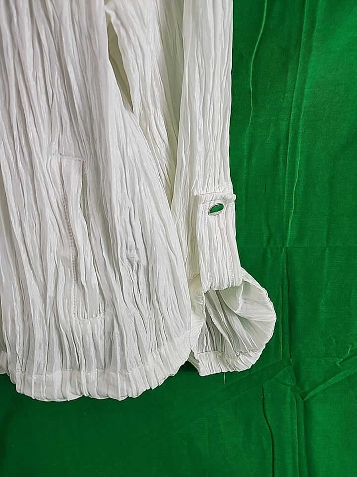 Ruby Rd. Women's White Ruffled Jacket Size 14 Thick Neck Draw String ...