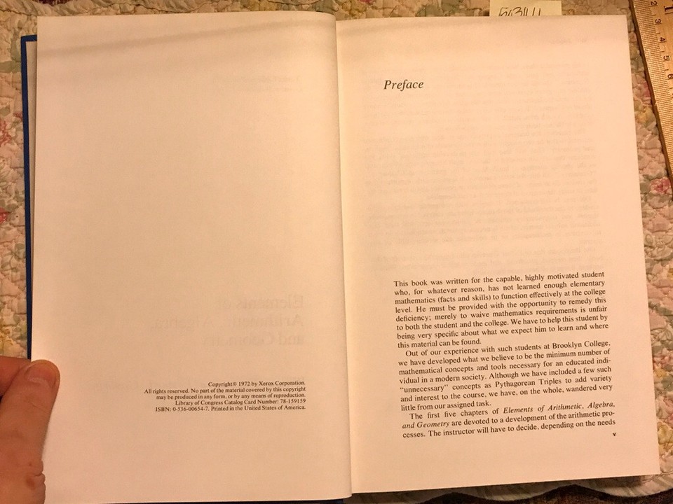William Forman 1972 Elements of Arithmetic Algebra Geometry * Math ...