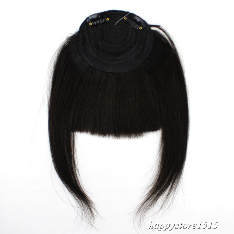 Clip in Front Bangs Clip on Fringe Hair Extensions Real Remy Human Hair ...