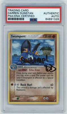 PSA Signed Darren Dunstan Pokemon Swampert 27/100 EX Crystal Guardians ...
