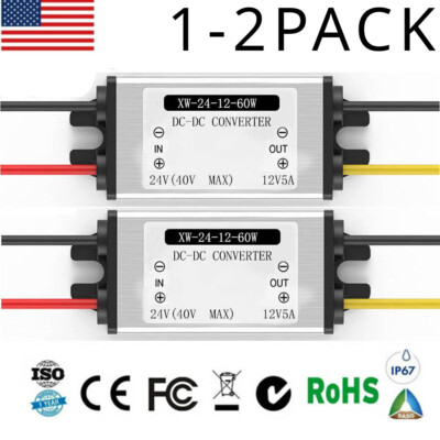DC 24v to 12v Step Down Converter Reducer Regulator 5A 60W Power Supply ...