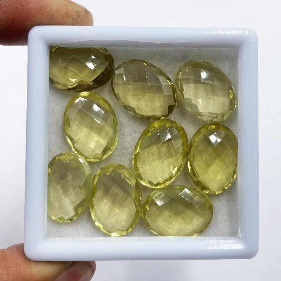 Natural Lemon Quartz Oval Briolette Cut Loose Gemstone Lot 13 Pcs 12*16 ...