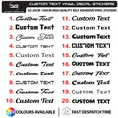 2 Custom Text Personalised Name Vinyl Lettering Decal Sticker Print Car ...