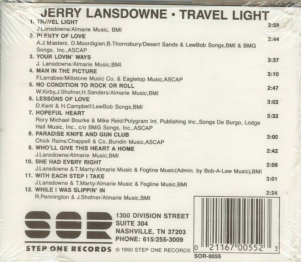 Jerry Lansdowne - Travel Light - CD (1994) - NEW - SEALED - FREE ...
