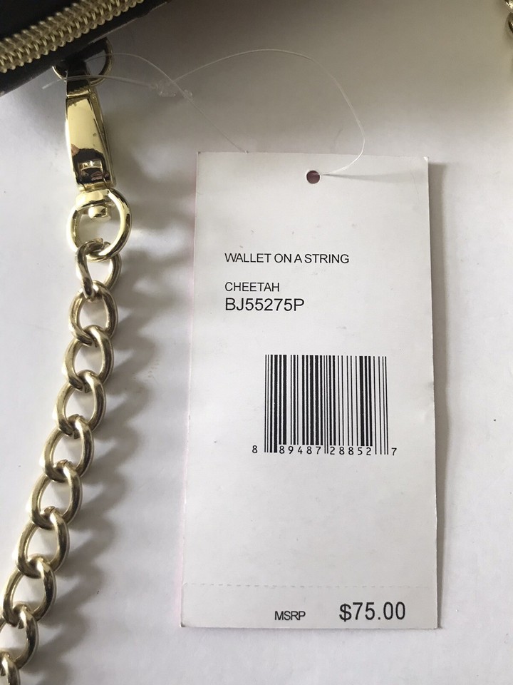 WOMEN'S BETSEY JOHNSON CHEETAH WALLET ON A STRING WALLET CROSS BODY NWT ...