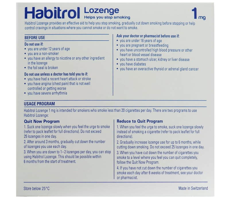 Habitrol Nicotine Lozenge Mint Flavor 216 Lozenges (1mg) | eBay