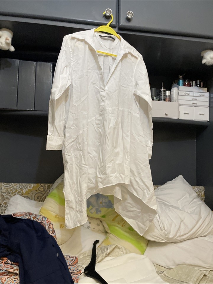 Zara Cotton Mini Dress Or Shirt M. Needs An Iron. Lovely On Never Worn ...
