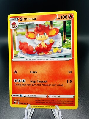 Pokemon TCG - Simisear 27/189 - Darkness Ablaze 2020 | eBay