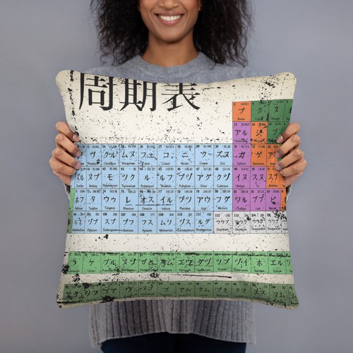 Japan Japanese Periodic Table Of The Elements Vintage Chart Pillow | eBay