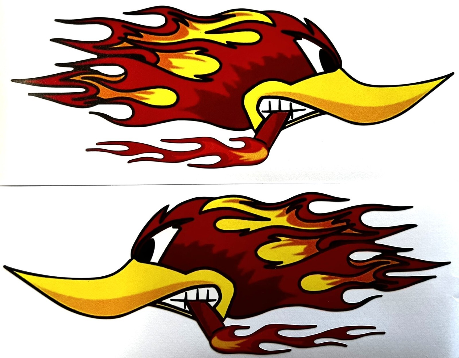 Flaming Woodpecker 8 Inch Decals (2) (Hotrod Dodge Ford Chevy Honda ...