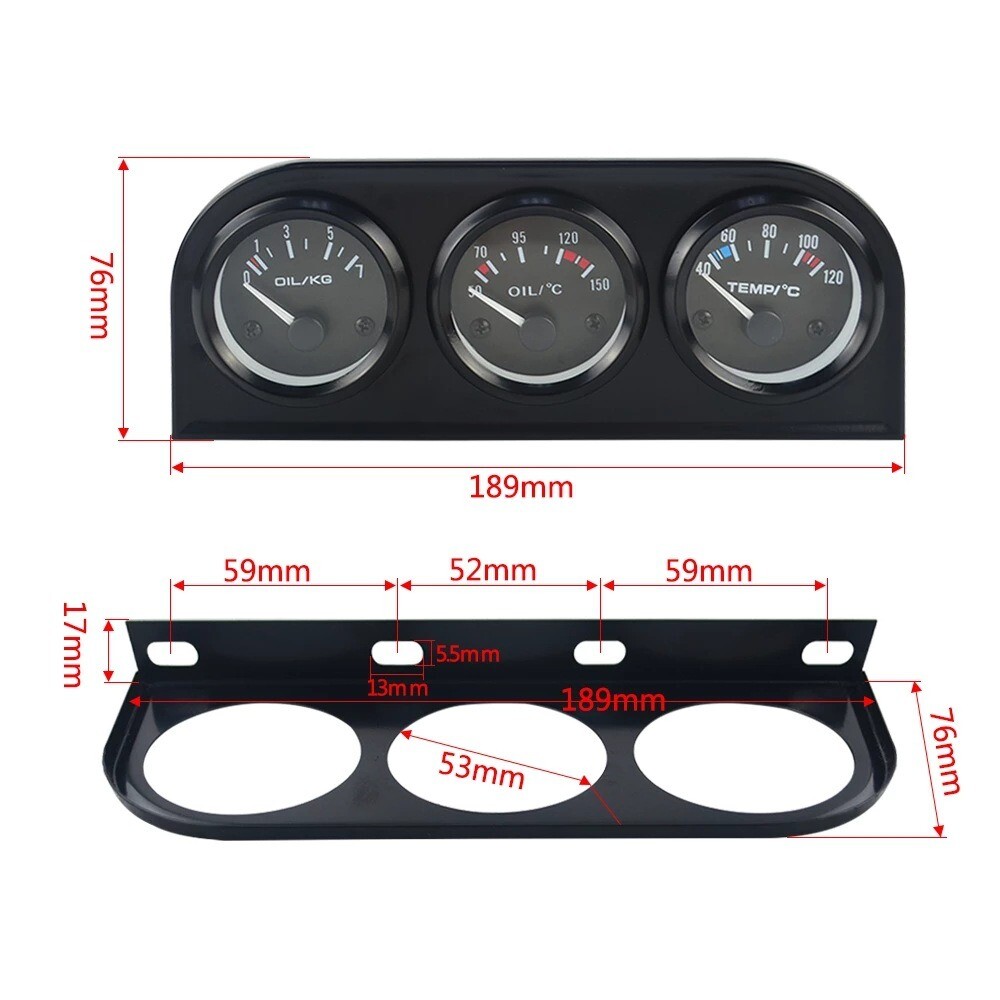 3-Hole Triple Instrument Panel Shell Turbocharger gauge | eBay