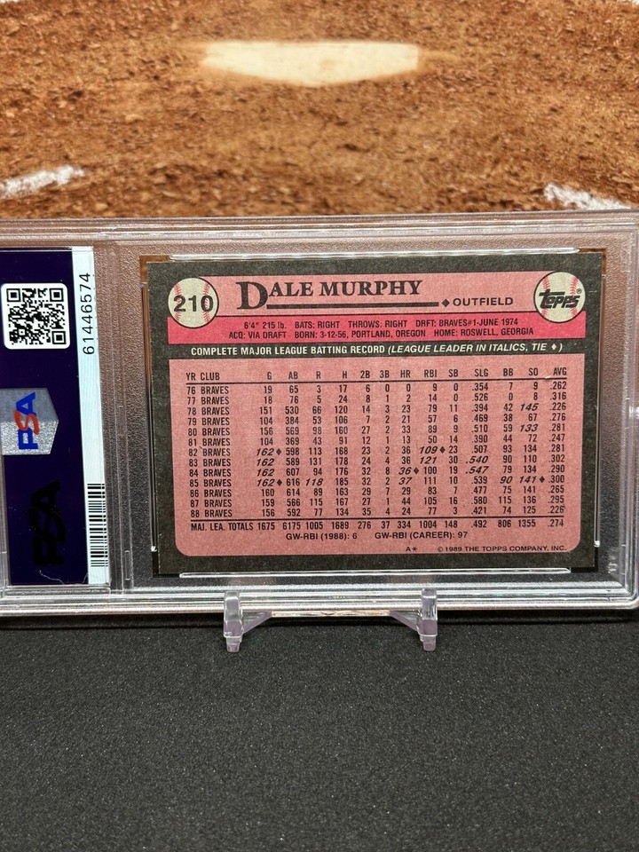 1989 TOPPS 210 DALE MURPHY PSA 8 Near Mint Mint | eBay