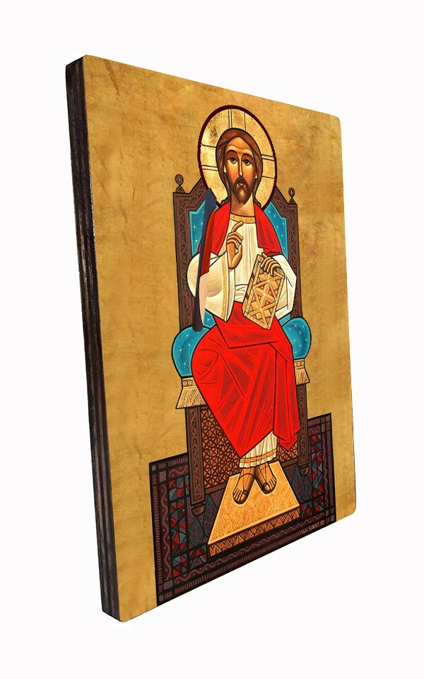 Coptic Orthodox icon - The Lord Jesus Christ sitting on the throne ...