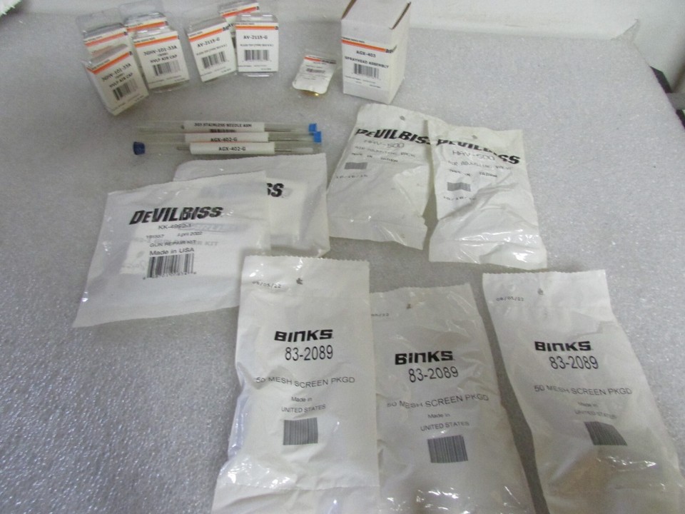 DeVilbiss Gun Repair Kit-Air Valve-Needle ASM-Baffle-HVLP Air Cap-Mixed ...