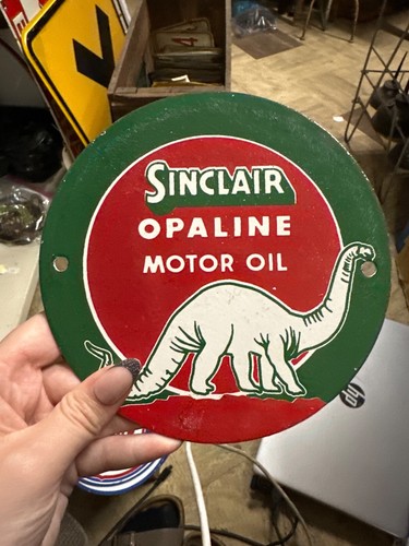 Round 6" Porcelain Sinclair Opaline Motor Oil Sign | eBay