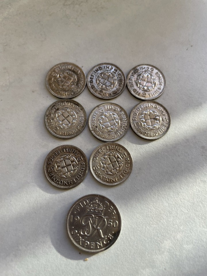 George VI Silver Three pence Pieces From 1837 To 1942 And 1 Sixpence ...