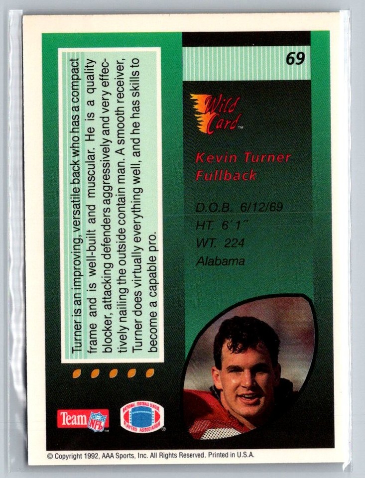 1992 Wild Card #69 Kevin Turner | eBay