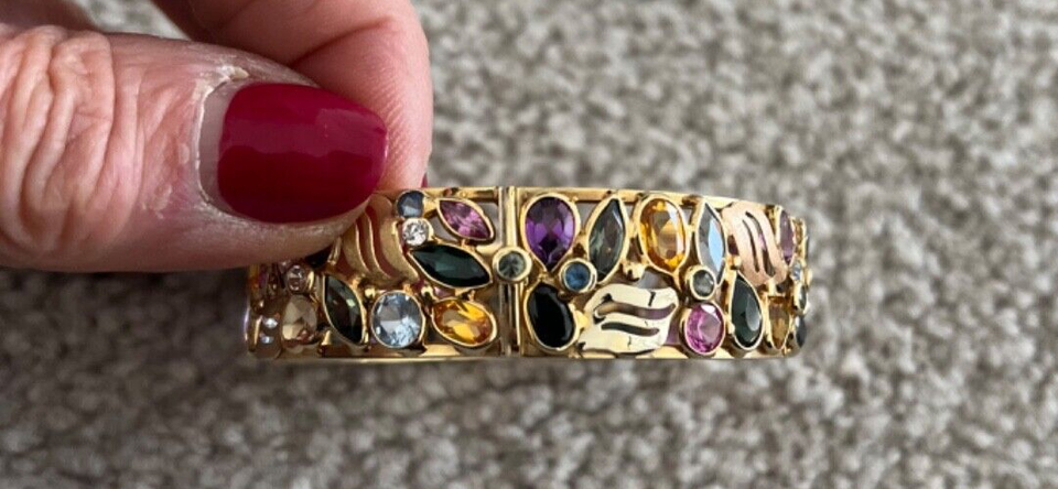 ITALY! multicolored semi precious bezel set stones on 14k yellow gold ...