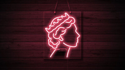 Queen Elizabeth II Real Glass Neon Sign Light Home Room Wall Hanging ...