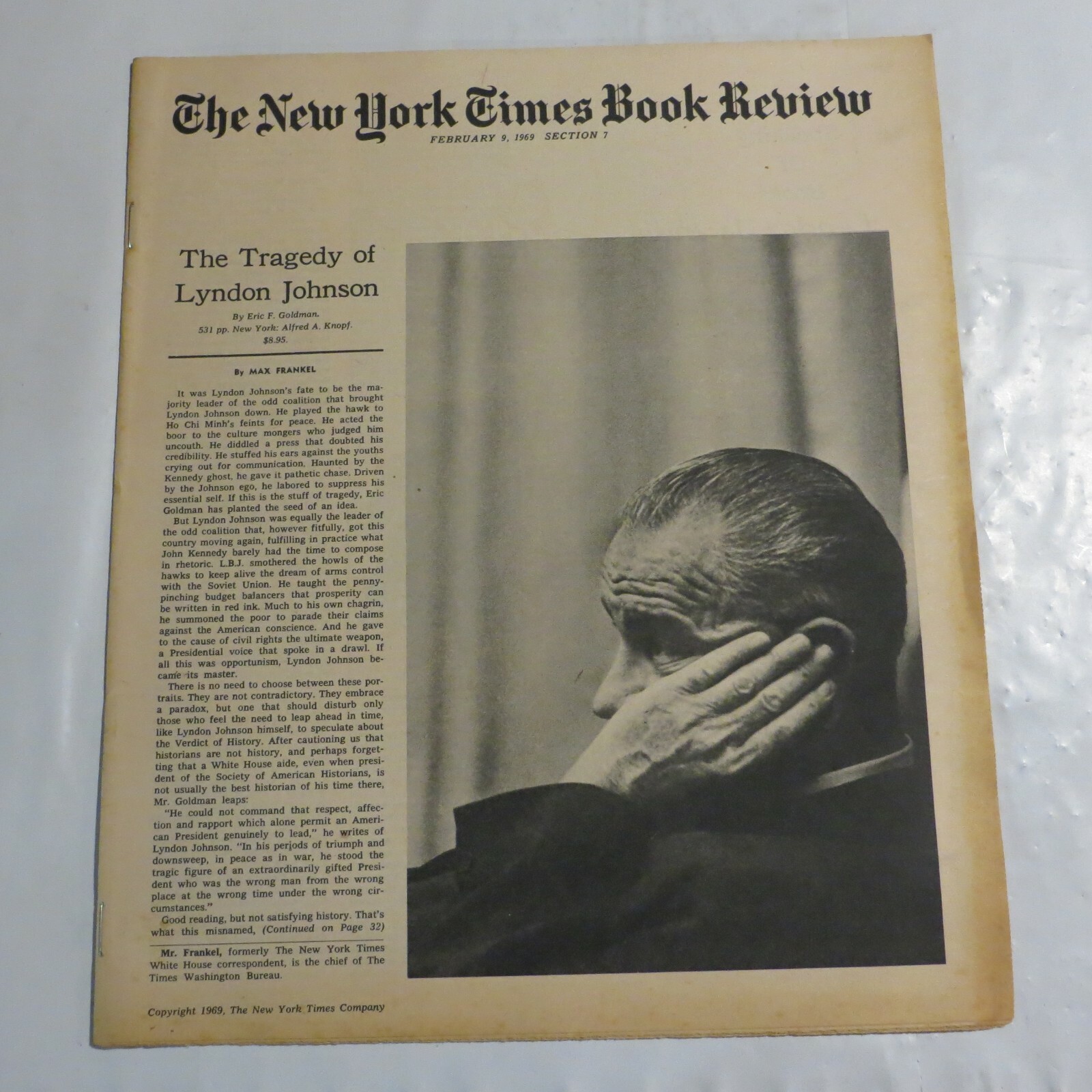 New York Times Book Review February 1969 Tragedy of Lyndon Johnson ...