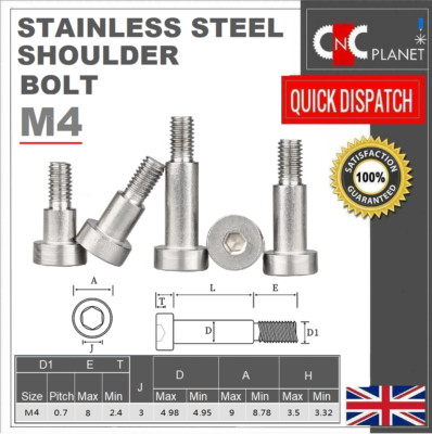 M4 Shoulder Bolt Screws Stainless Steel M4 Thread 5mm Shaft OD Allen ...