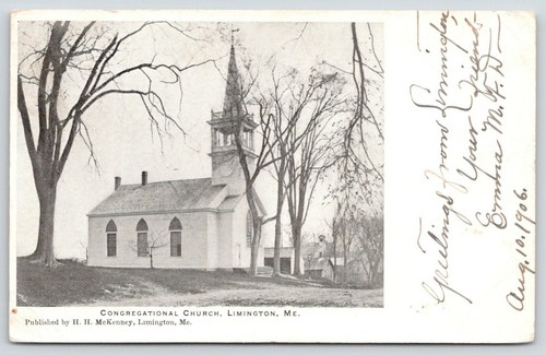 Limington Maine~Orthodox Presbyterian Congregational Church~1908 B&W ...