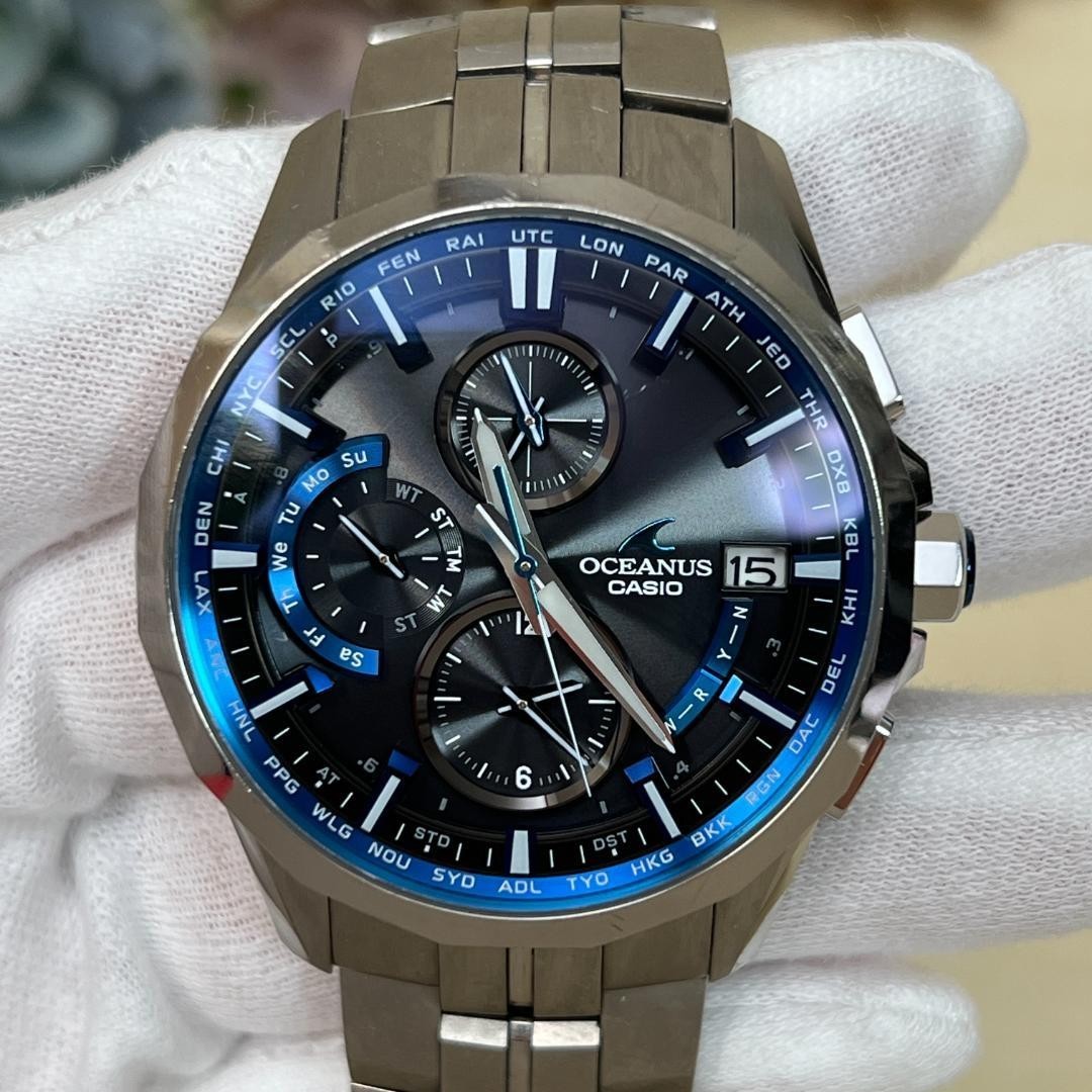 Reloj para hombre CASIO OCEANUS Manta OCW-S3000-1AJF Solar Radio esfera ...
