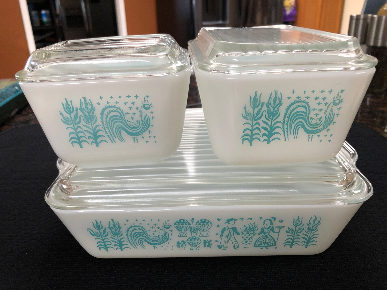 Vintage Set Of 3 Pyrex Fridge Set Amish Butterprint 1940 Collectible ...