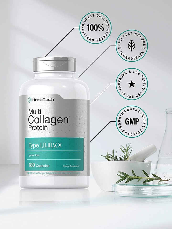 Multi Collagen Protein 2000mg | 180 Capsules | Type I, II, III, V, X ...