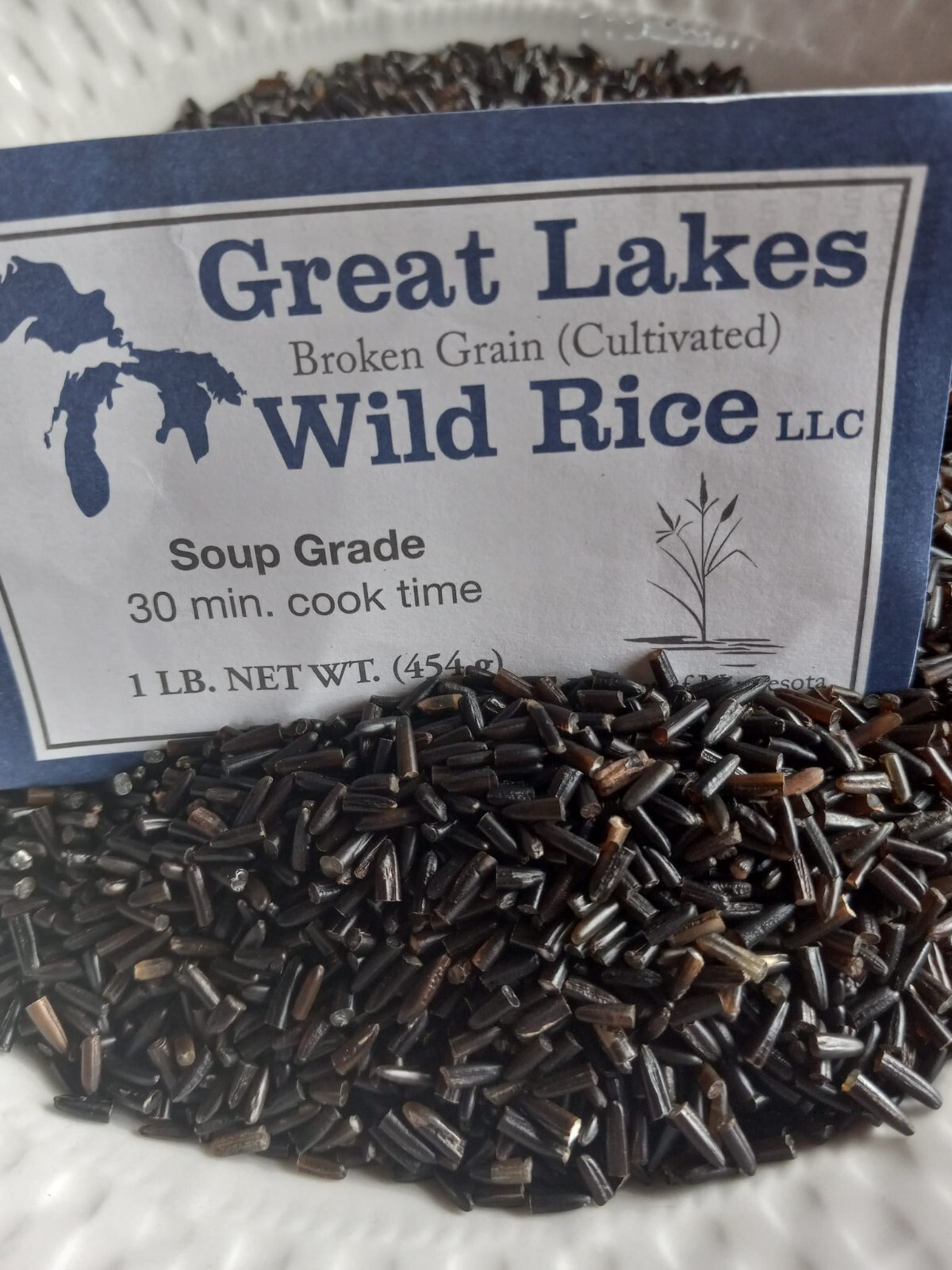 Minnesota Wild Rice 1 lb Broken Grain Cultivated SOUP GRADE 30 min cook ...