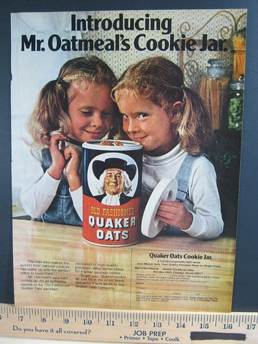 1976 Vintage Print Ad Quaker Oats Cookie Jar Oatmeal Kids Cute Snack ...