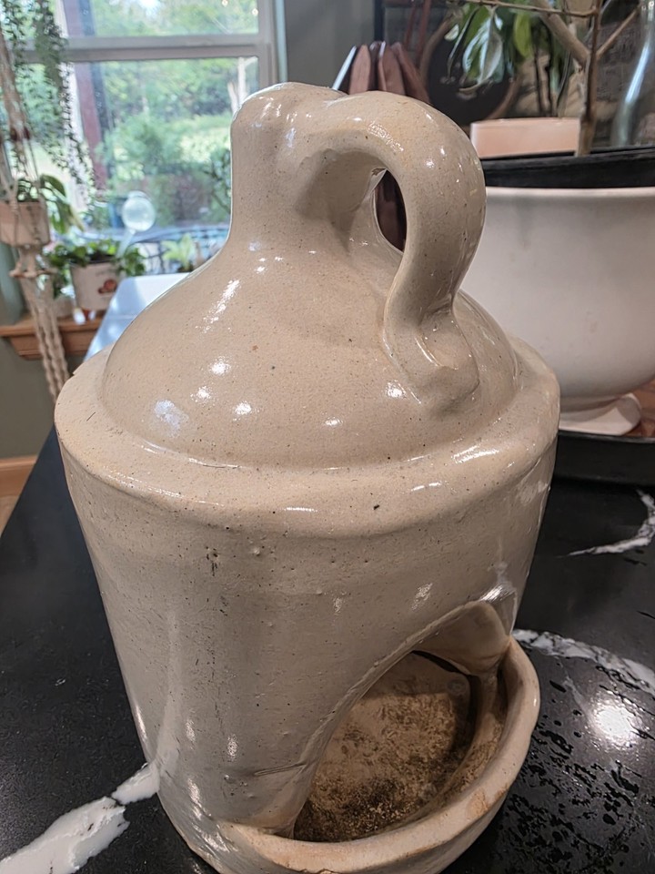 Primitive Antique Pottery Stoneware Poultry Chicken Waterer Crock Jar ...