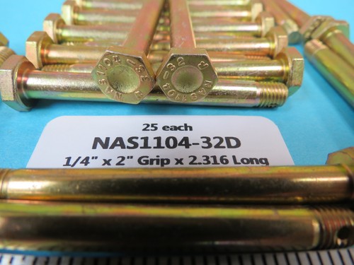 1/4" Aircraft Bolts 2” Grip x 2.316” Long NAS1104-32D Race Sprint ...