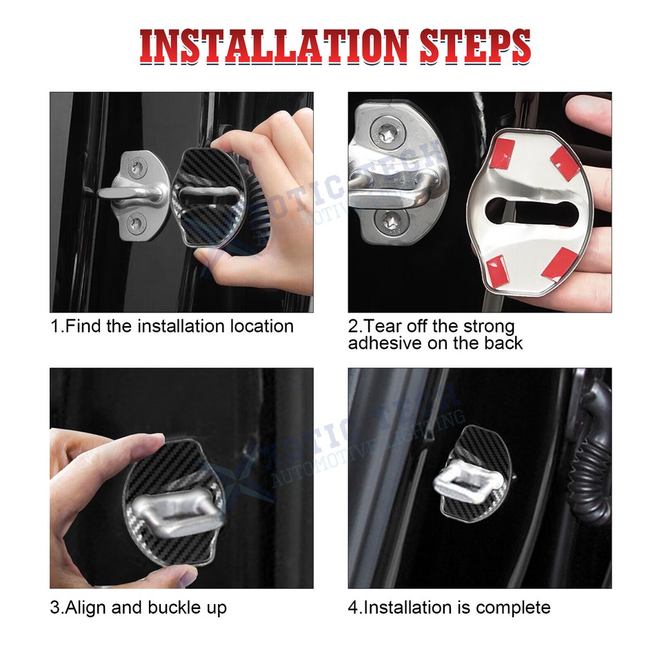 4PCS Tesla Door Lock Cover for Model 3 Y Car Door Guard Lock Tesla ...