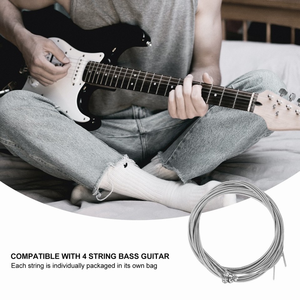 5pcs Steel Strings for 5 String Bass Guitar (Silver) Bass guitar ...