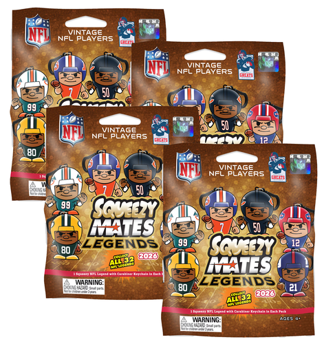 4 Packs - SqueezyMates NFL Legends 2026 Gravity Feed Figurine Packs ...