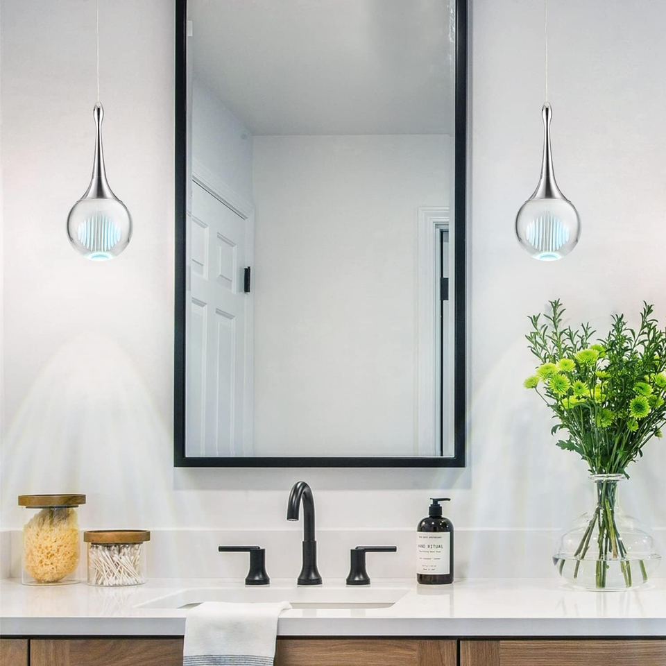 Modern LED Crystal Pendant Light Chrome Teardrop Kitchen Island Lights ...