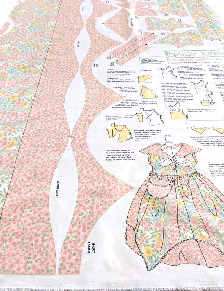 DAISY KINGDOM Dogwood Daisy Dolly Dress & Purse FABRIC PANEL 17"-19 ...