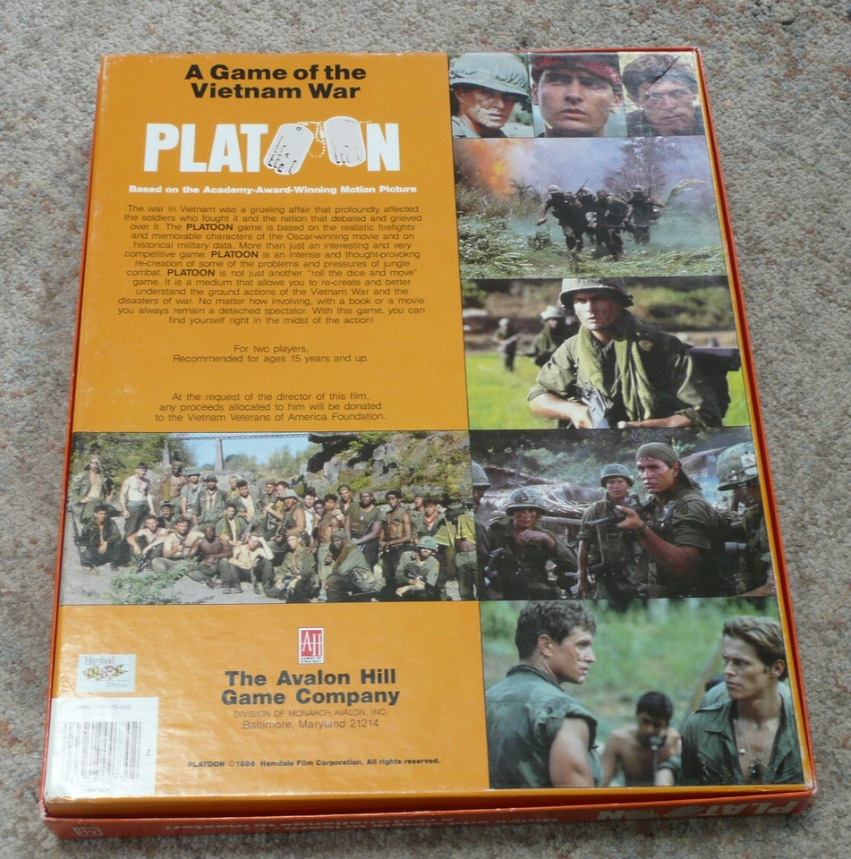 1986 Platoon Avalon Hill Vietnam Survival War Game Unpunched OOP | eBay