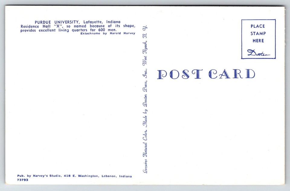 Purdue University Residence Hall X Lafayette Indiana IN Vintage Chrome ...