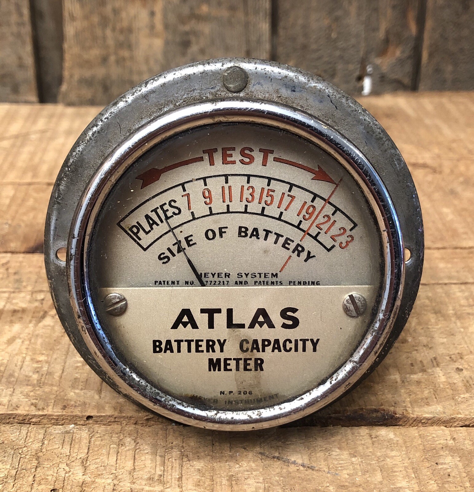 Vintage ATLAS Battery Capacity Meter Industrial Gauge Heyer Instrument ...