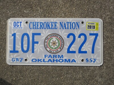2019 Oklahoma Cherokee Nation Farm License Plate OK Indian Tribal ...