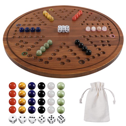 Circular Large Marble Board Game with Double-Sided Painted Wooden Fast ...