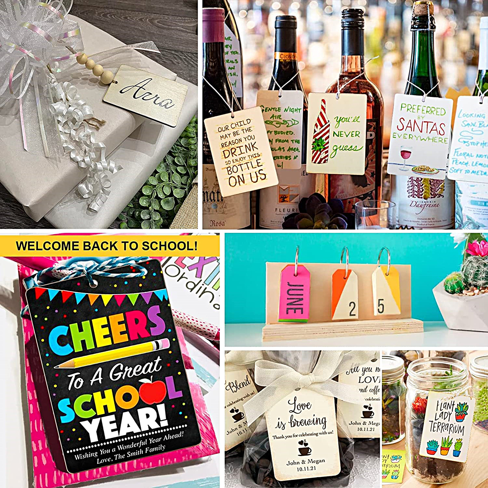 1 Set Christmas Gift Tags Solid Color Diy Oblong Shape Painting Tags ...