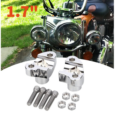 1.7" Handlebar Risers For Harley 1" Bar Sportster Fat Boy Night Train ...