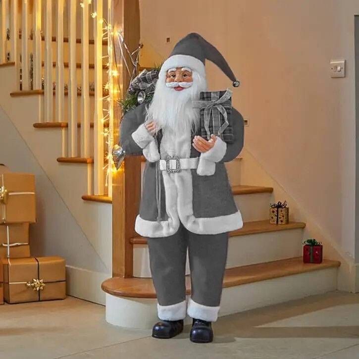 Christmas Santa Statue Decoration Standing Father Xmas Figure Festive ...
