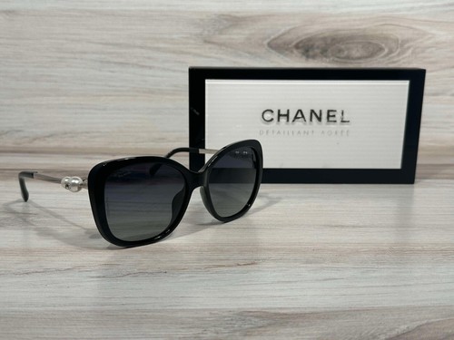 Chanel 5339 Polarized Pearl Black/Silver Sunglasses - Ships Now! | eBay