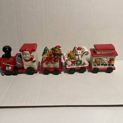 Vintage 4 Pc Ceramic Christmas Train Set Santa Express Decoration | eBay